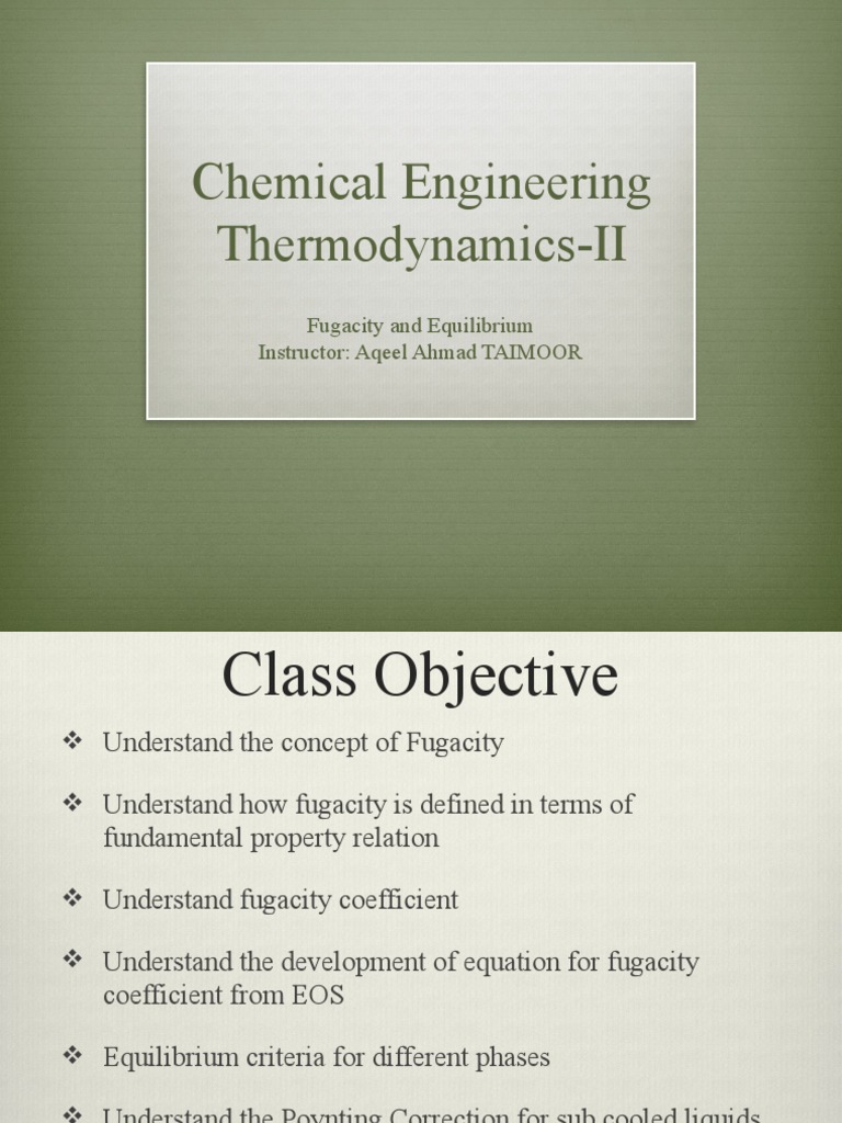 Advanced Fugacity Concepts | PDF | Chemical Equilibrium | Phase (Matter)