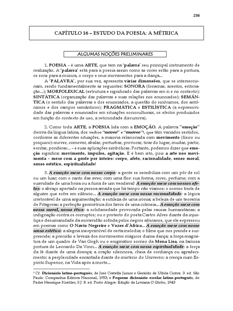 PELAS VEREDAS - CAP. 16 - POESIA - MÉTRICA - Págs. 236-259 | PDF | Poesia | Sílaba