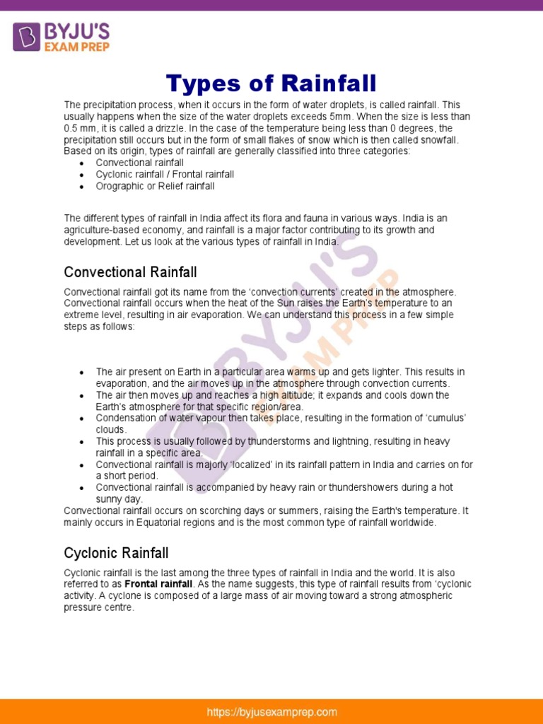 Types of Rainfall Upsc Notes 44 | PDF | Precipitation | Atmosphere Of Earth