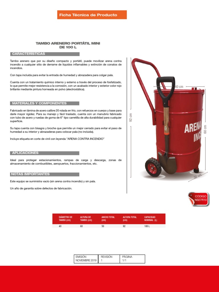 Tambo Arenero Con Etiqueta de 100 Lts | PDF