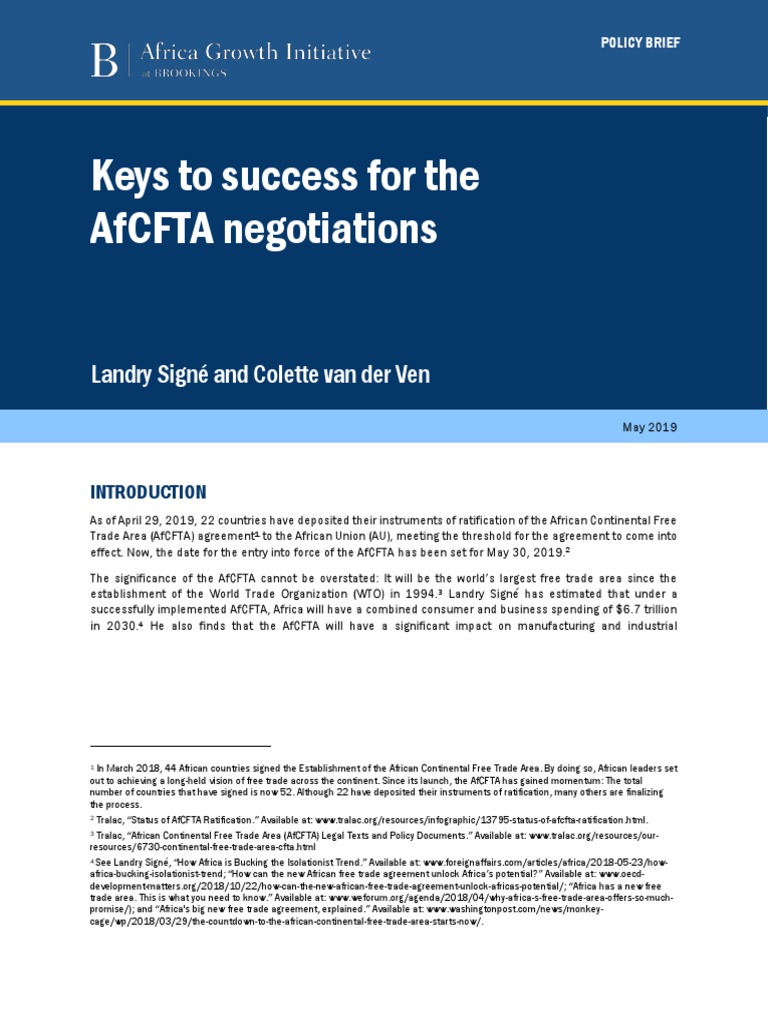 Keys To Success For AfCFTA | PDF | Most Favoured Nation | Market Access