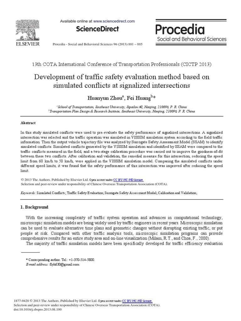 Development Of Traffic Safety Evaluation Method Based On Simulated