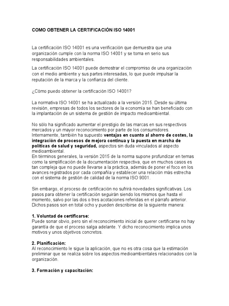 Como Obtener La Certificación Iso 14001 | Descargar gratis PDF ... Como Obtener La Certificación Iso 14001 | Descargar gratis PDF ...