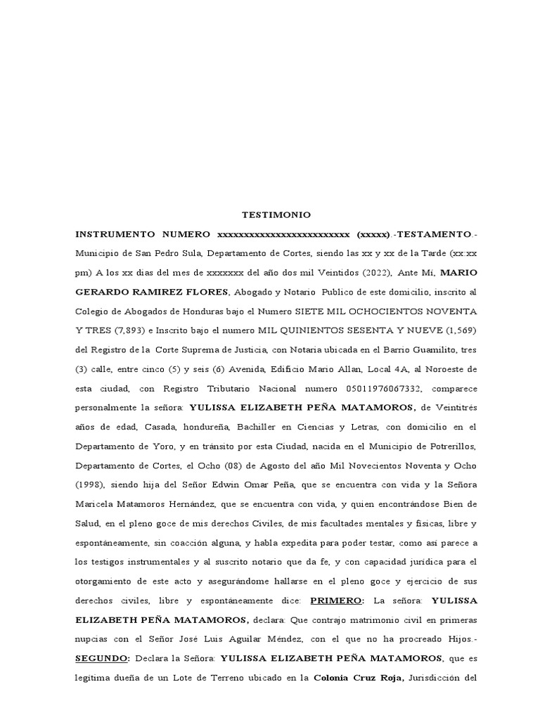TESTAMENTO Con Albacea | PDF | Justicia | Crimen y violencia
