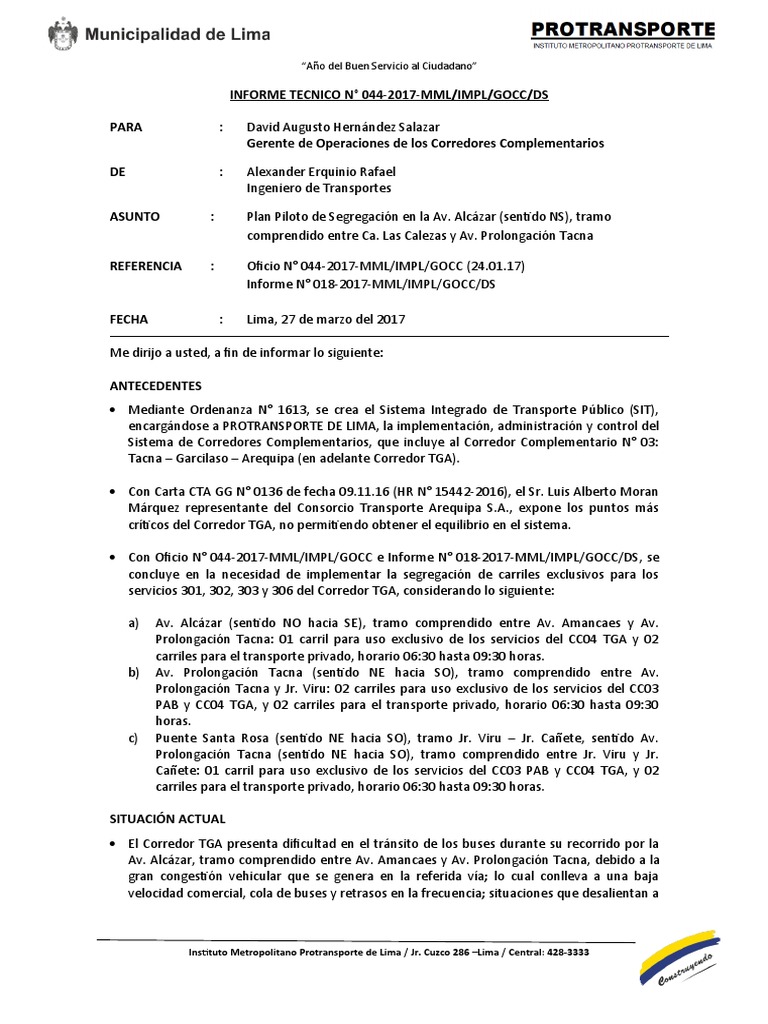 Informes 044-2017 | PDF | Lima | Transporte público