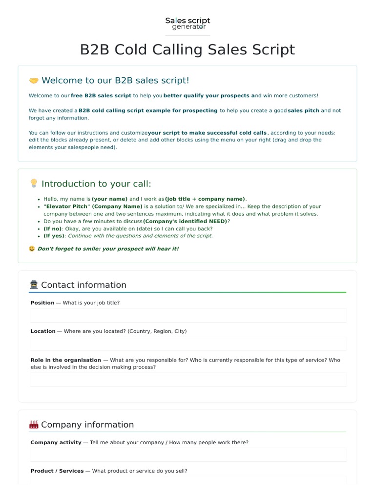 B2B Cold Calling Sales Script | PDF