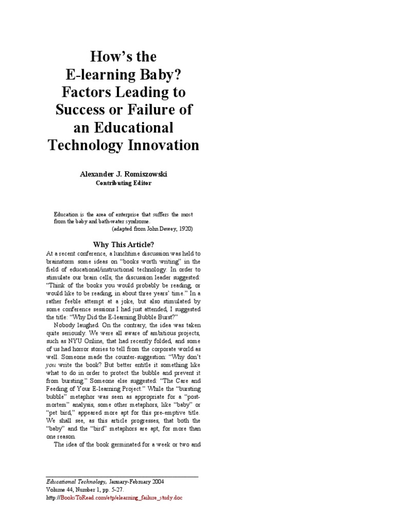 Elearning Failure Study | PDF | Educational Technology | Innovation Elearning Failure Study | PDF | Educational Technology | Innovation