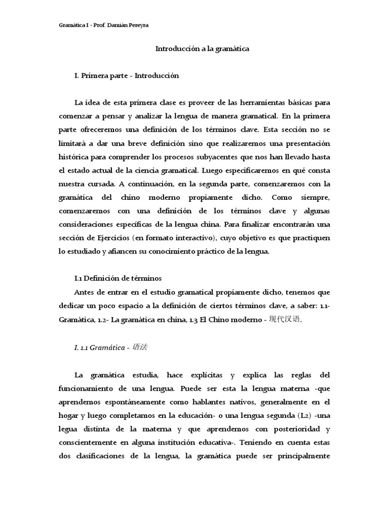 Introducción A La Gramática de China 1 | PDF | Palabra | Gramática