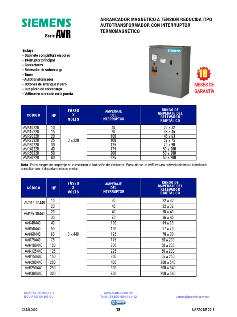 Ficha Tecnica Arrancadores Siemens Avr Tension Reducida | PDF | Bienes ...