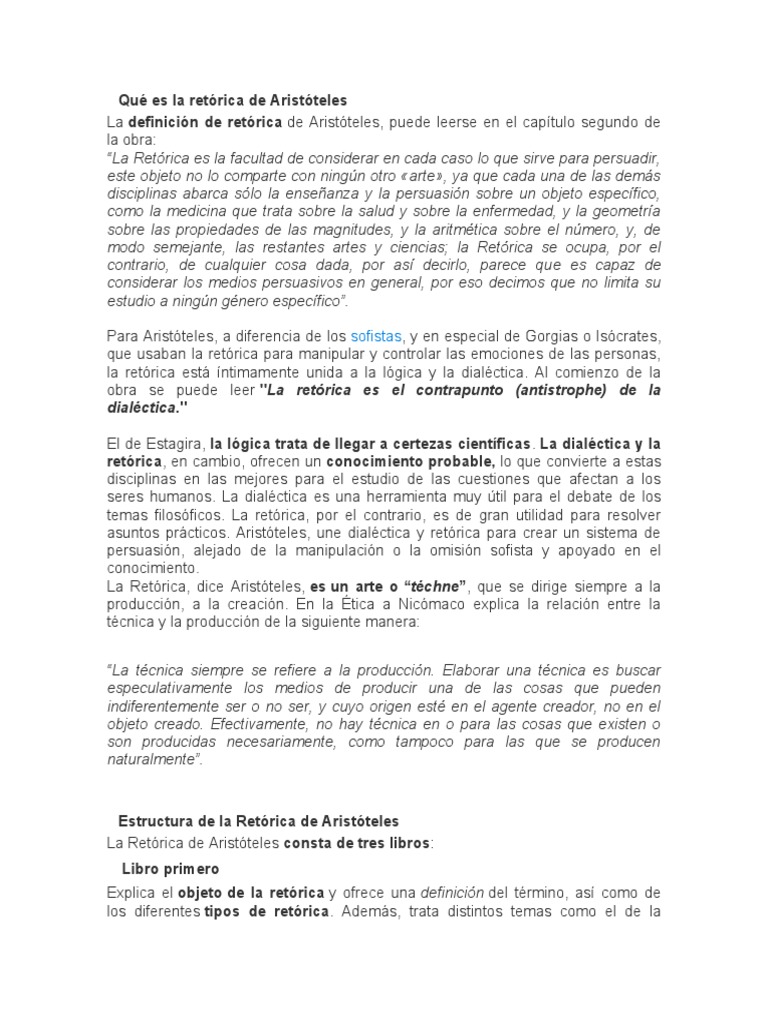 Qué Es La Retórica de Aristóteles | PDF | Retórica | Aristóteles