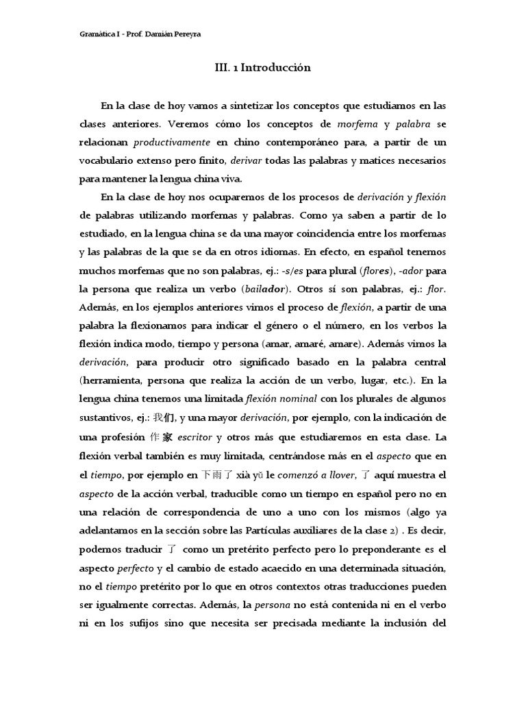 Introducción A La Gramática de China 6 | PDF | Palabra | Verbo