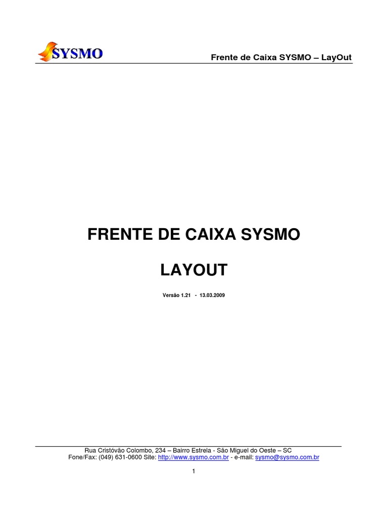 Frente de Caixa Sysmo Layout | PDF