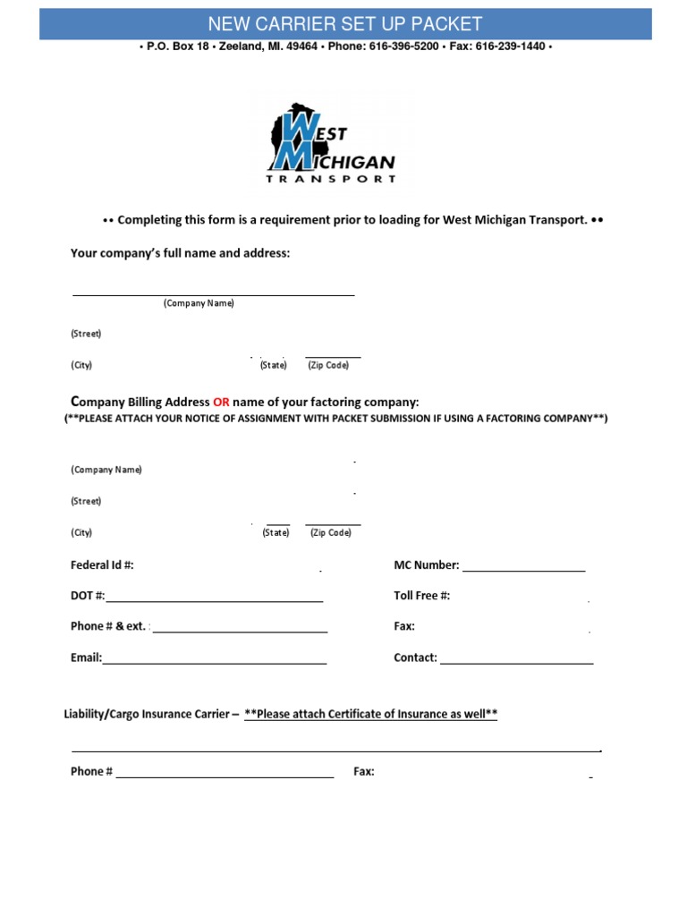 2021 New Carrier Setup Packet (Updated 5-14-21) | PDF | Cargo | Bill Of ...