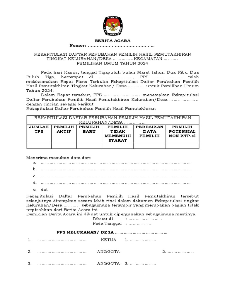 2 Template DPHP Rekap PPS Dan PPK | PDF