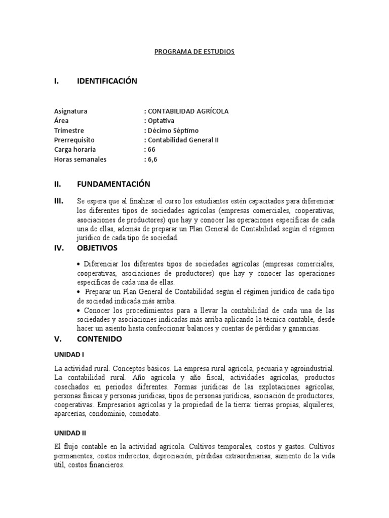 Progra 5 Contabilidad Agricola Pdf Contabilidad Agricultura 
