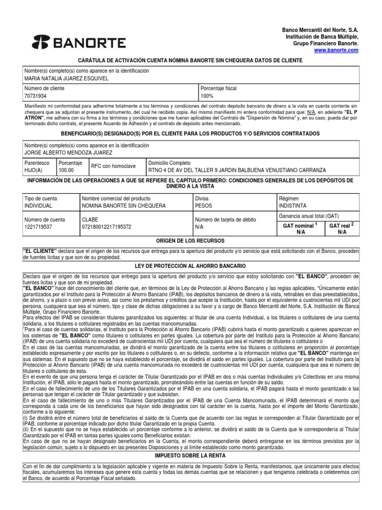 CaratulaActivacion (D) | PDF | Bancos | Industrias de servicio