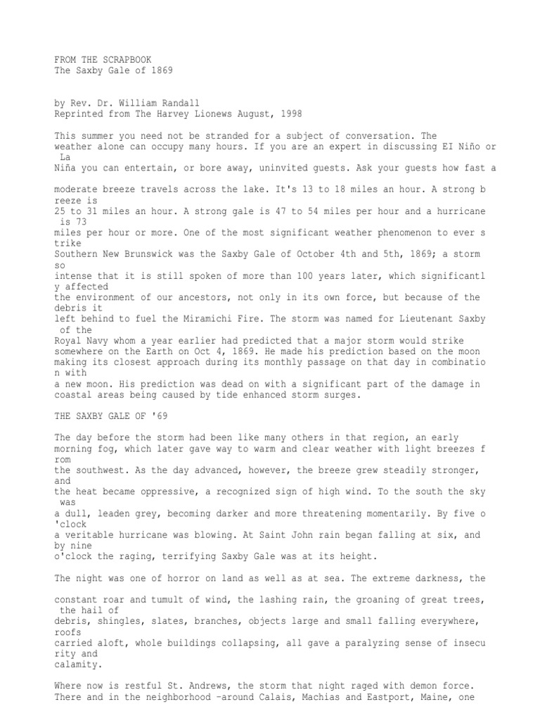 Saxby Gale | PDF | Storms | Natural Events