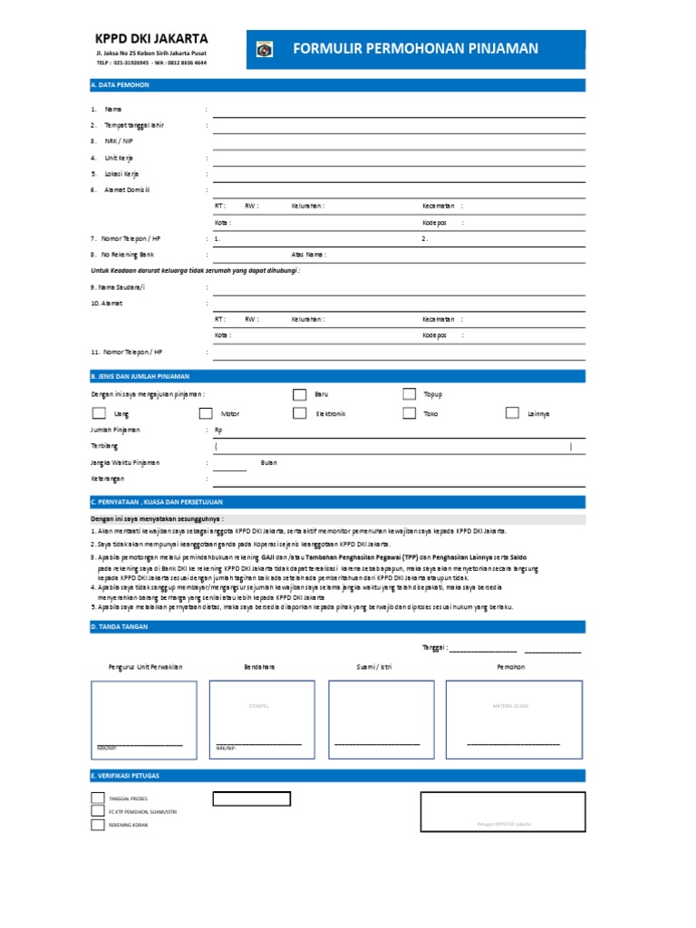 Form Pinjaman KPPD DKI | PDF