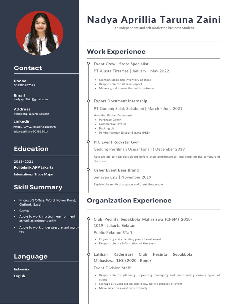 CV Nadya Aprillia Taruna Zaini | PDF | Computing | Microsoft