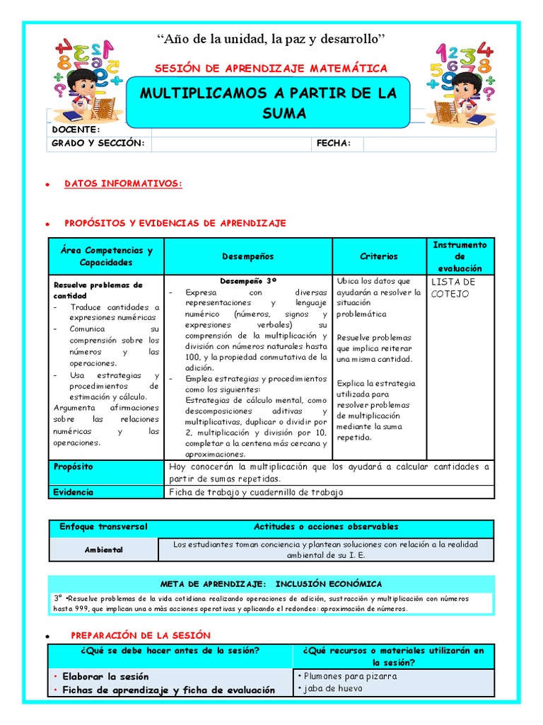 Multiplicación como Suma Repetida | PDF | Multiplicación | Aprendizaje