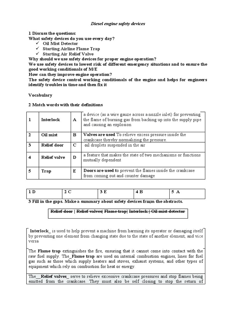 Diesel Engine Safety Devices | PDF | Engines | Valve