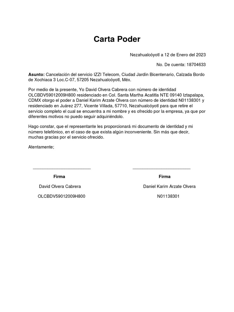 Carta Poder Izzi | PDF