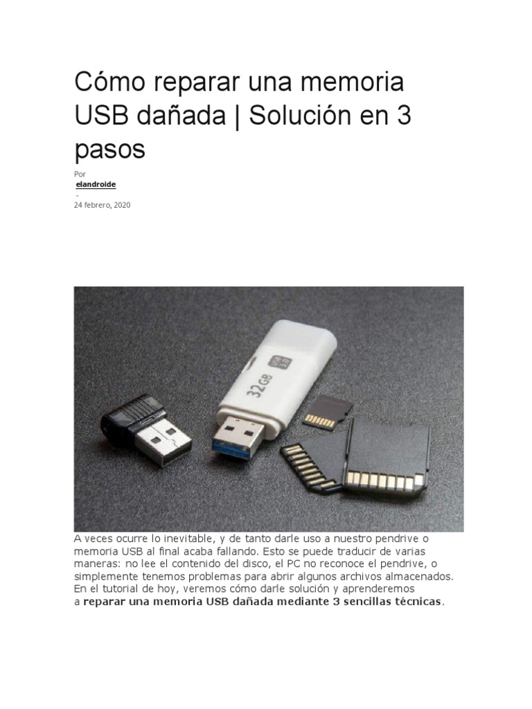 Cómo Reparar Una Memoria USB Dañada | PDF | Memoria USB ...