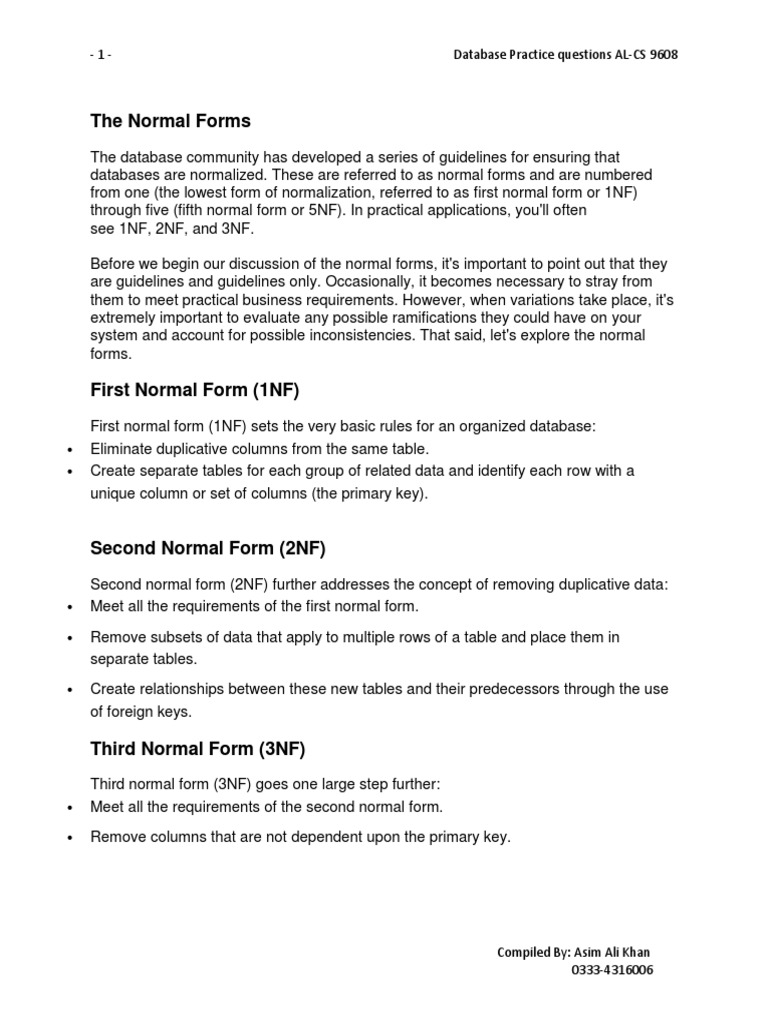 Normal Forms | PDF | Databases | Table (Database)