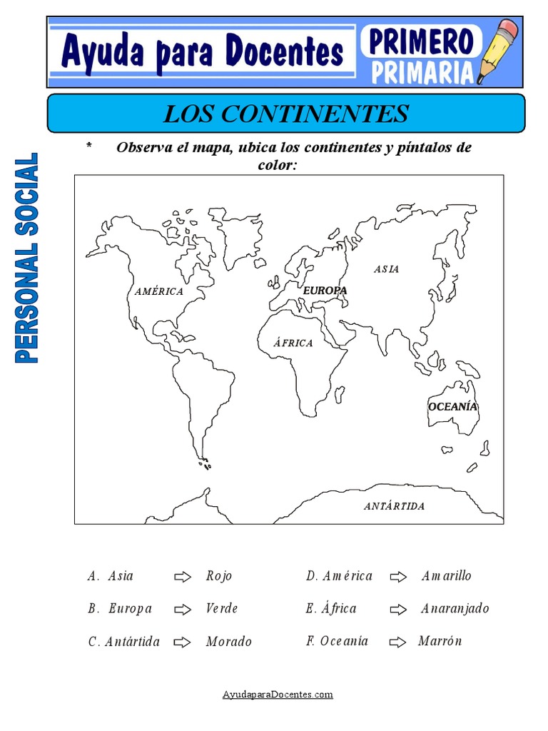 Colorea y Aprende los Continentes | PDF
