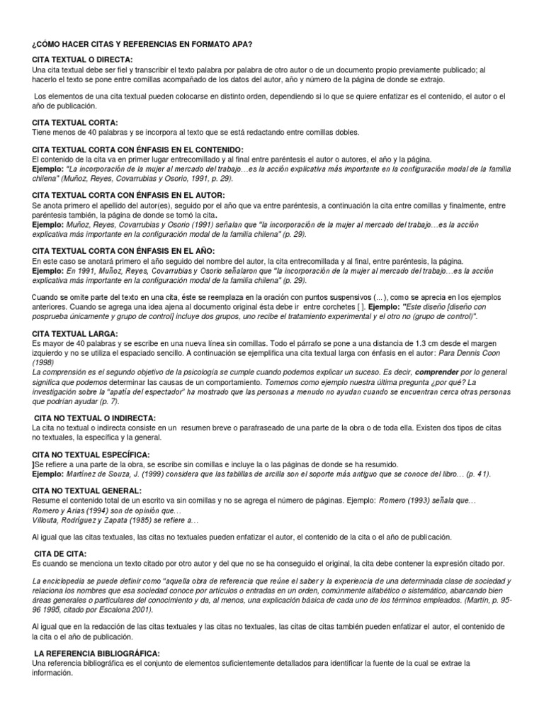 Cómo Hacer Citas y Referencias en Formato Apa | PDF | Citación ... Cómo Hacer Citas y Referencias en Formato Apa | PDF | Citación ...