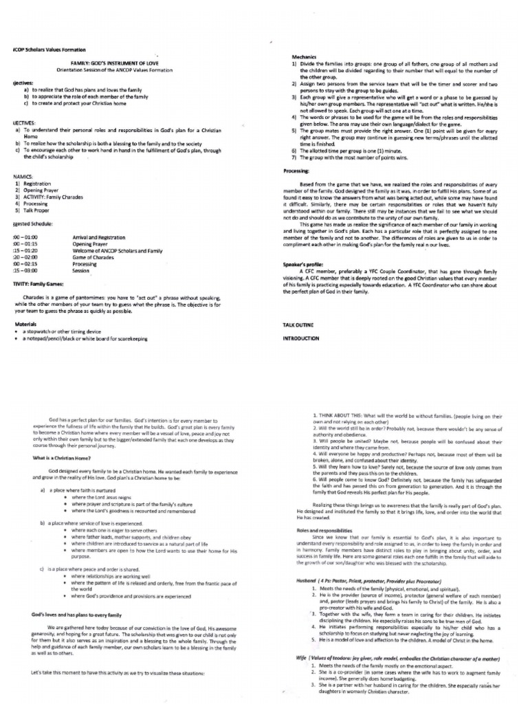 ANCOP Values Formation (Orientation-Talks 1-5) | PDF