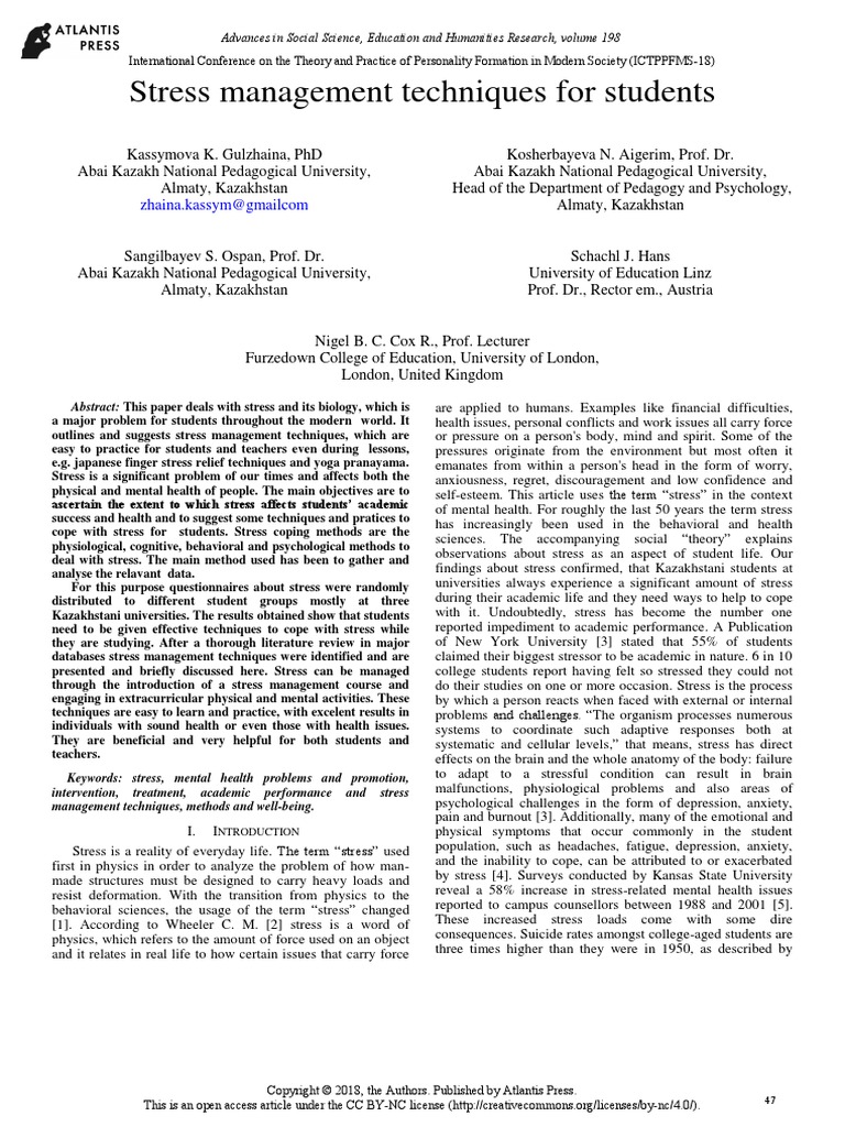 Sample Research Report | Download Free PDF | Stress (Biology) | Breathing