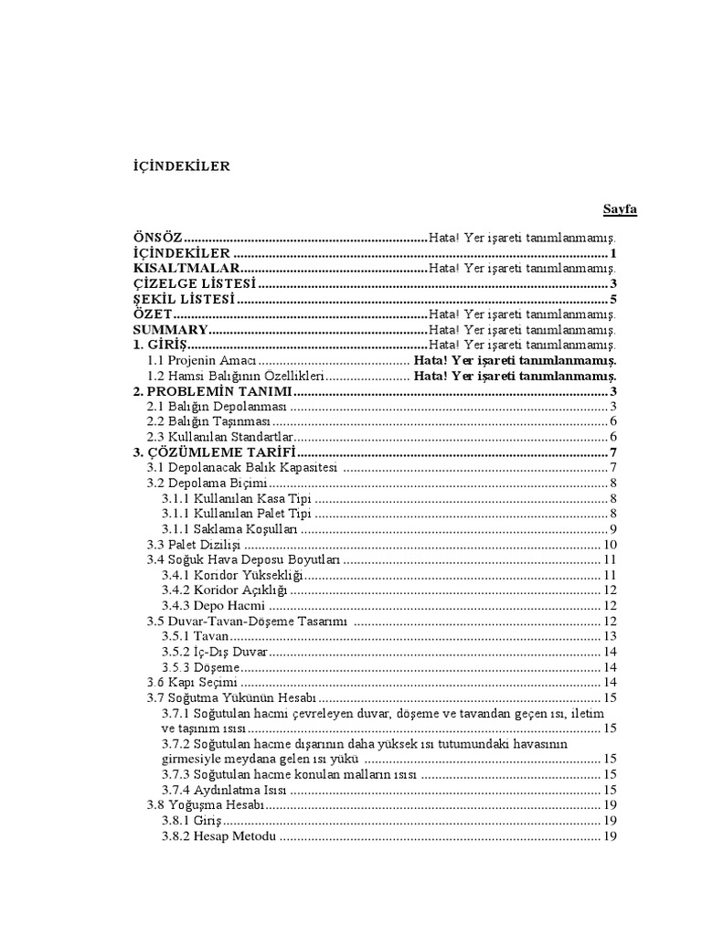 SOGUK HAVA DEPOSU TASARIMI ICINDEKILER I | PDF