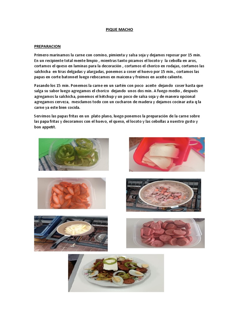 Receta de Pique Macho Boliviano | PDF