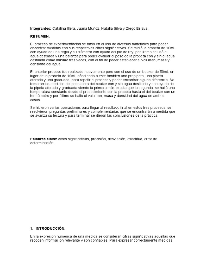 Laboartorio Quimica | PDF | Exactitud y precisión | Medición