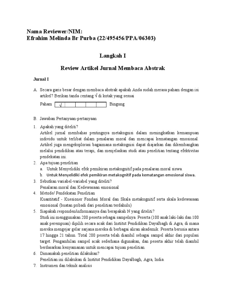 Review Jurnal 1 Efrahim Melinda | PDF | Karier & Perkembangan | Pengembangan Diri