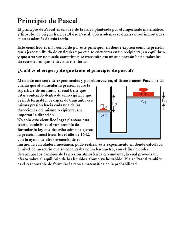 Principio de Pascal | PDF | Presión | Líquidos