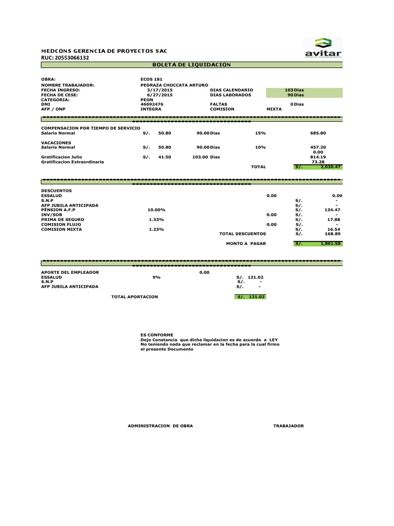 02liquidacion Flores Jesus | PDF