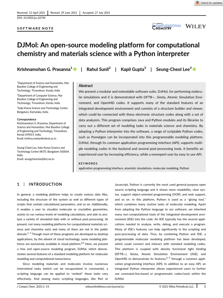 Djmol An Open Source Modeling Platform For Computational Pdf Scripting Language Programming