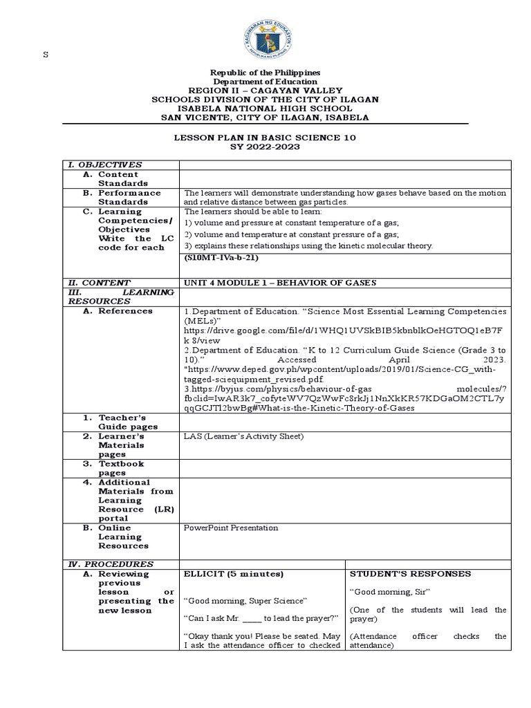 Behavior of Gases (DLP) | PDF | Gases | Temperature