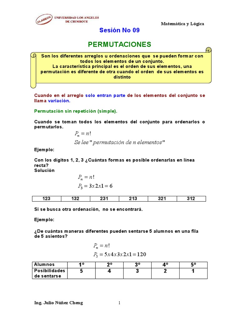 Sesion No 09 | PDF | Combinatoria | Permutación