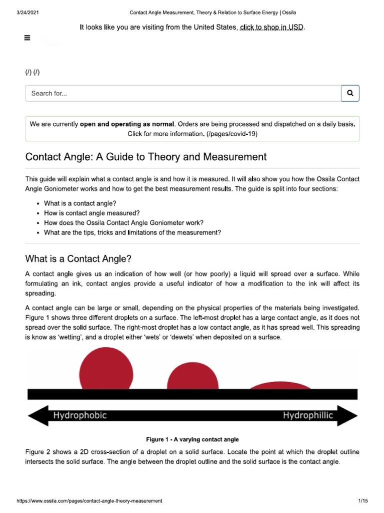 Contact Angle - Theory and Measurement | PDF