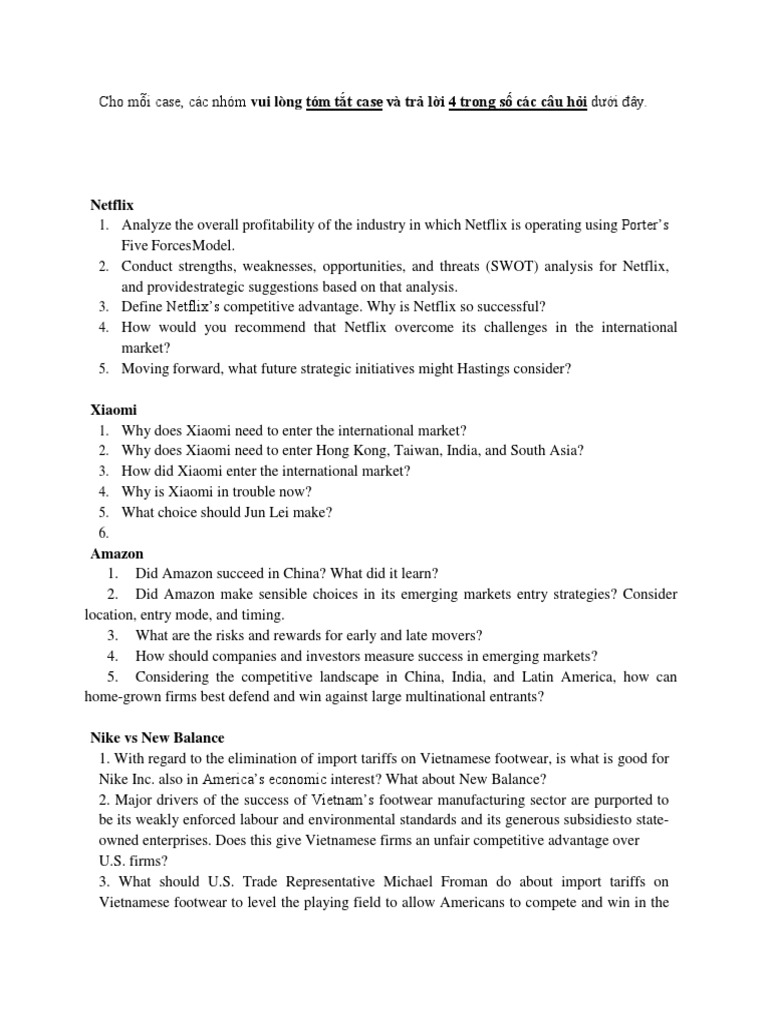 Case Study Questions | PDF | Multinational Corporation | Xiaomi