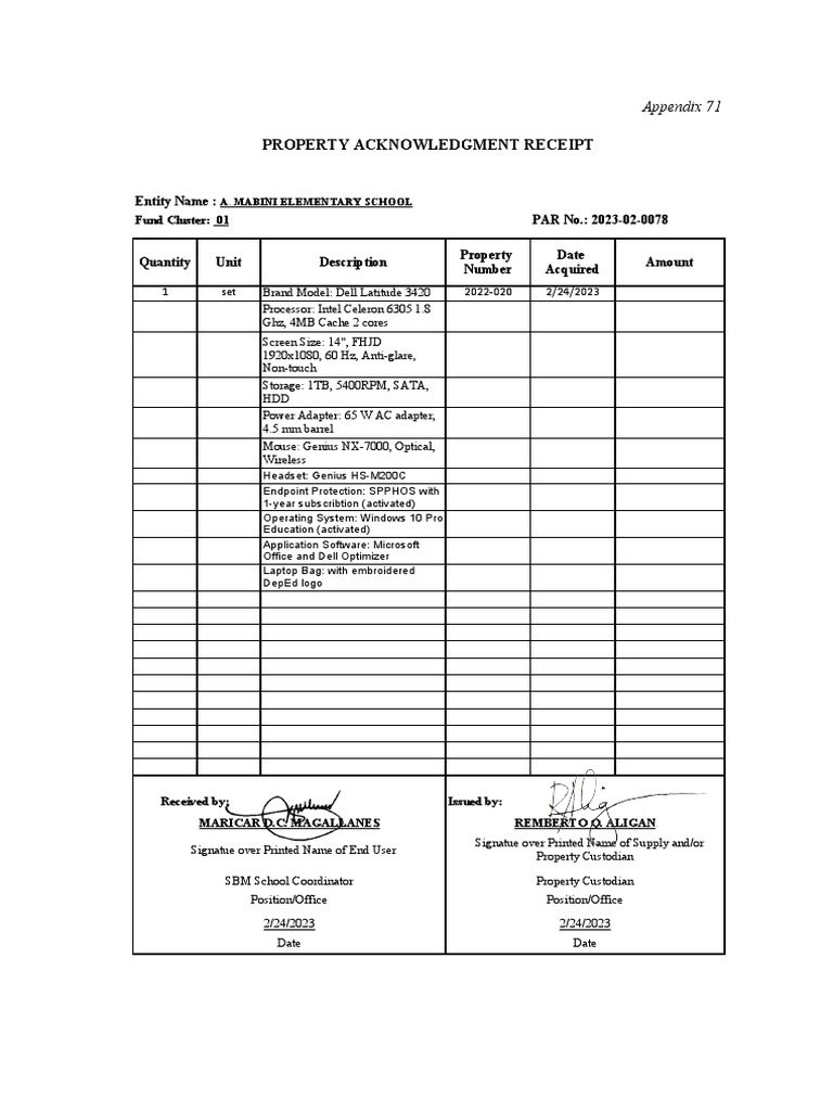 Appendix 71 - PAR | PDF | Computer Related Introductions | Computer Hardware