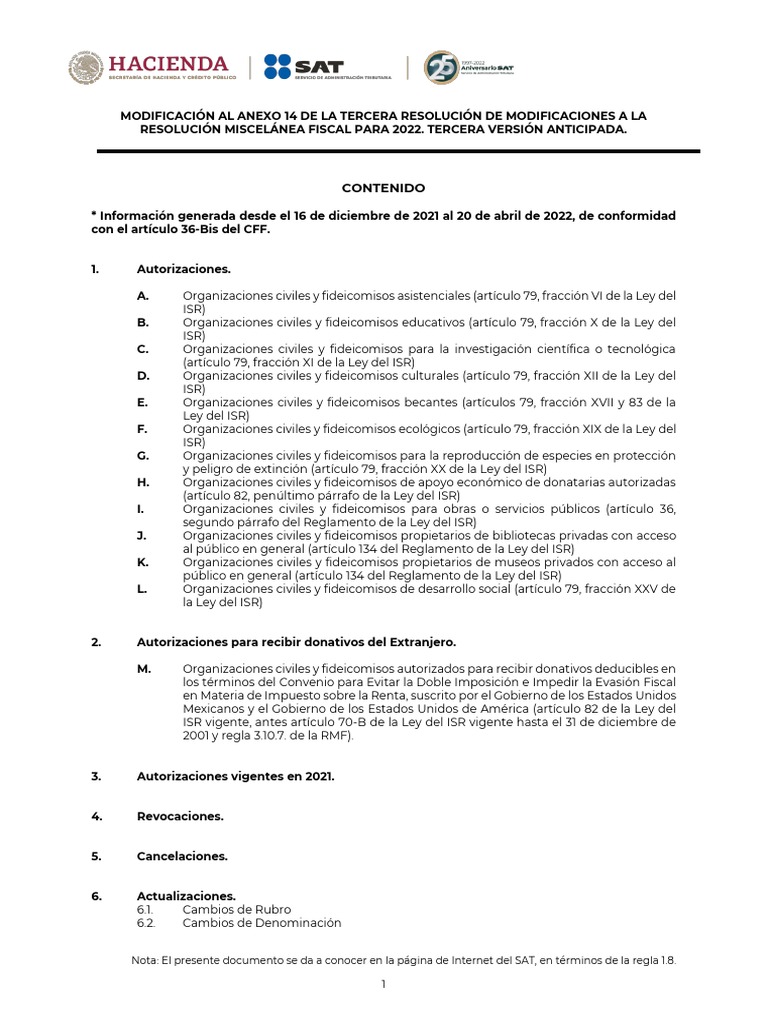 Anexo 14 3a RMRMF 2022 3aanticipada-25042022 | PDF | México