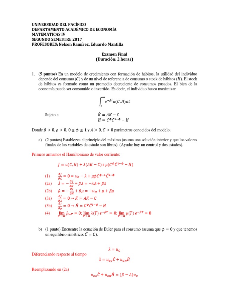 EF Mate4 2017-2-Sol - A | PDF | Ecuaciones | Matemáticas