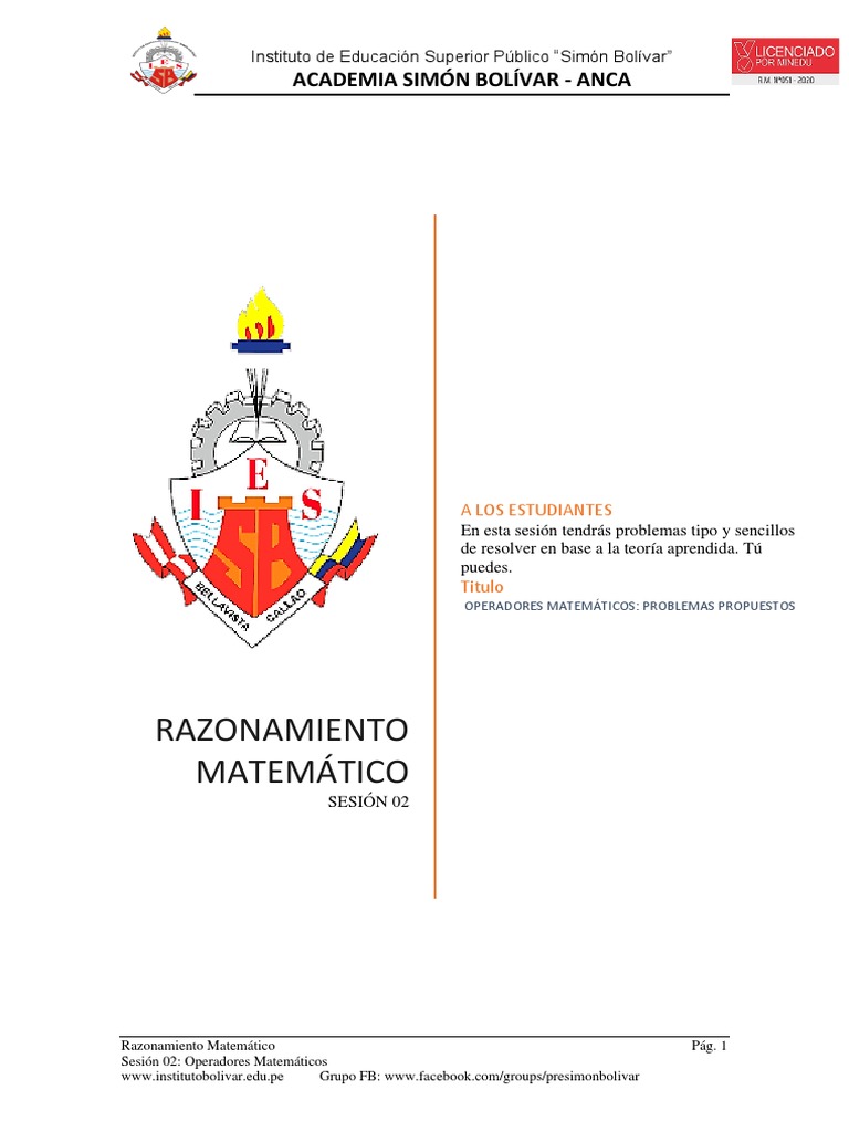 RM - Sesion 02 Operadores Matematicos - Problemas Propuestos | PDF | Ajedrez