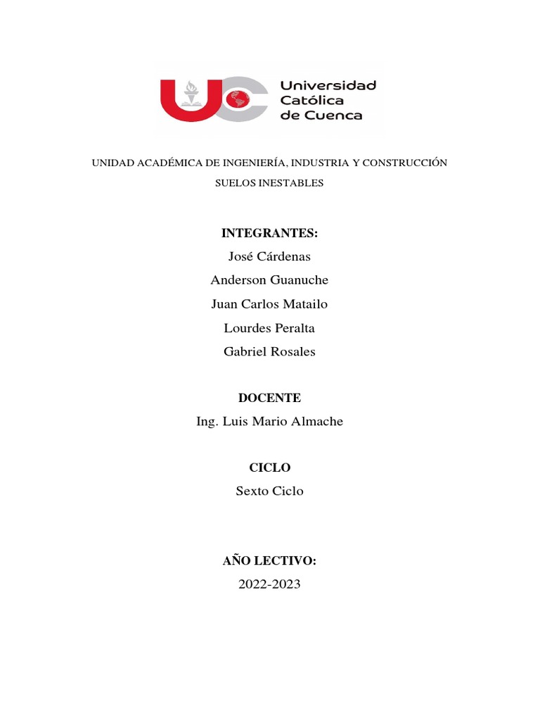 Suelos Inestables | PDF | Suelo | Roca (geología)