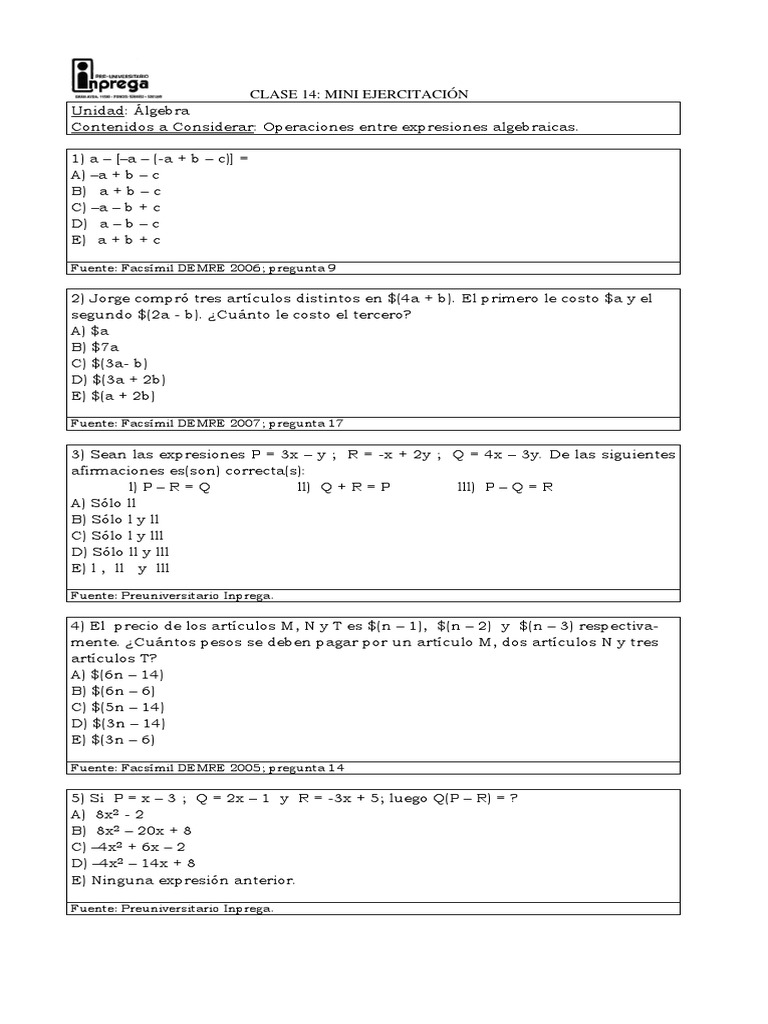 CLASE - 14 - EJERCICIOS - PDF Mat | PDF