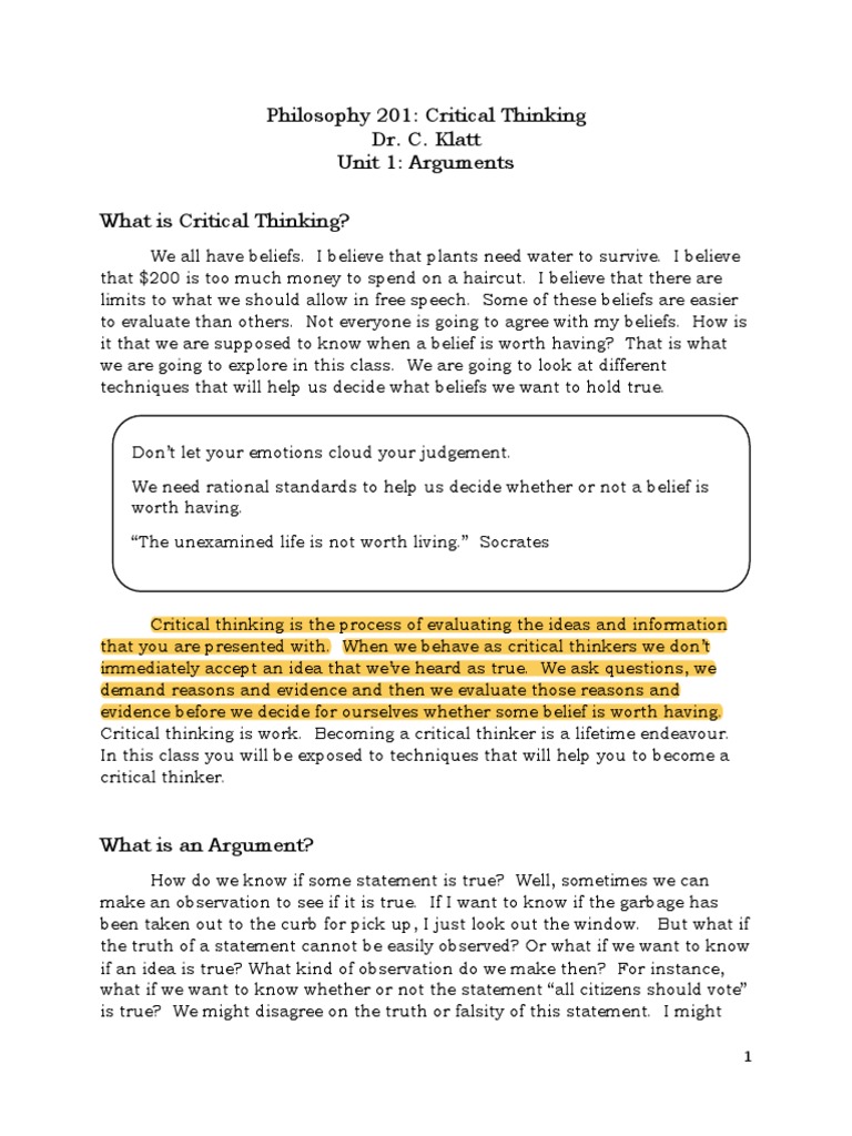 Unit 1 Arguments - L1 | PDF | Argument | Critical Thinking